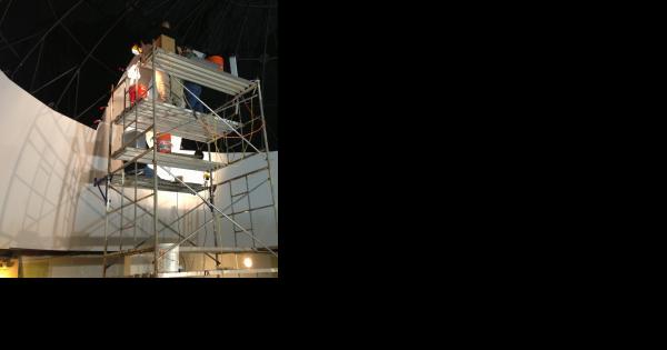Dome Screen Installation in Progress | Arne Slettebak Planetarium at ...